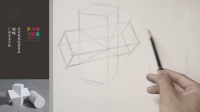 ...智慧学院 几何体结构素描_两个组合_方柱穿插体、圆柱体——找形(一)