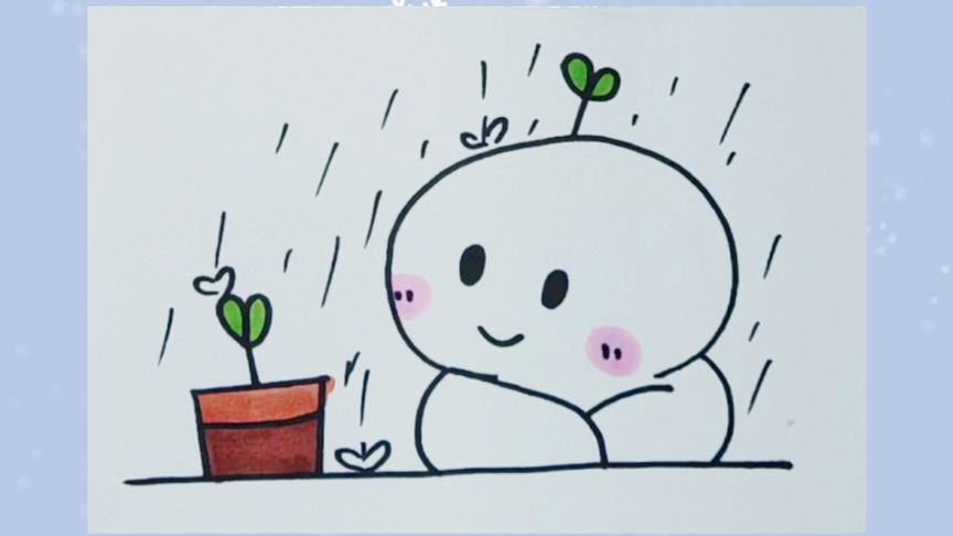 下雨天简笔画,这一刻我希望时间是停止的,你是想我的