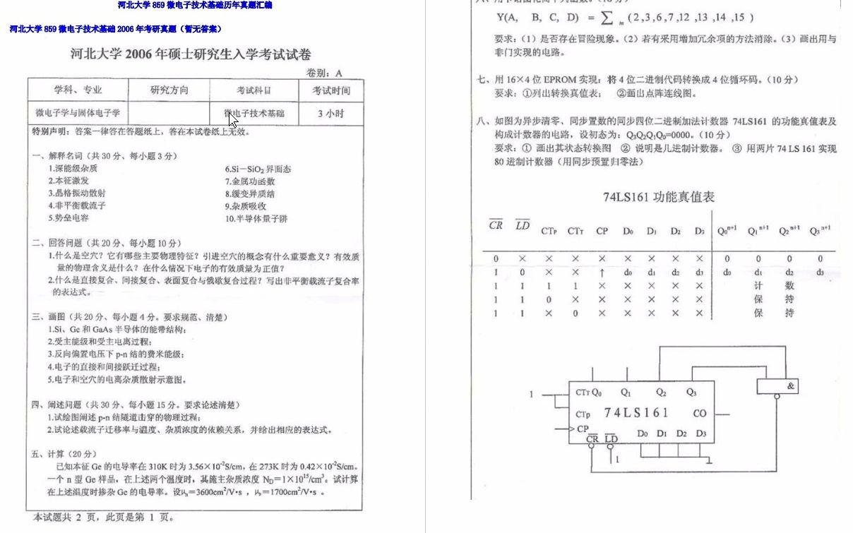 【电子书】2023年河北大学859微电子技术基础考研精品资料