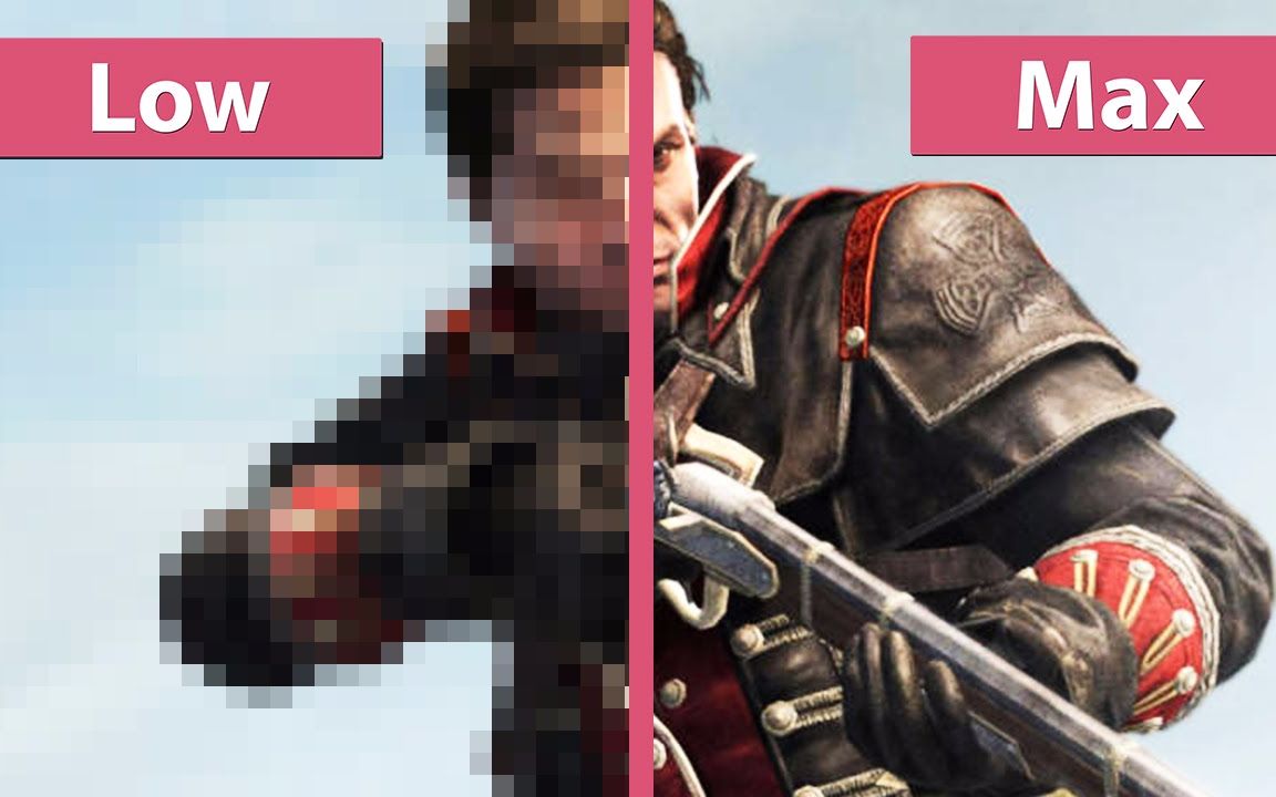 刺客信条:叛变 PC版(测试分辨率为2K) 最低画质 vs 最高画质 画面特效...
