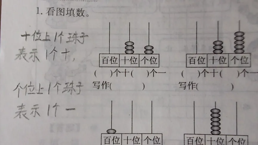 一年级数学下册:认识计数器并懂得各数位的数字所表示的意义