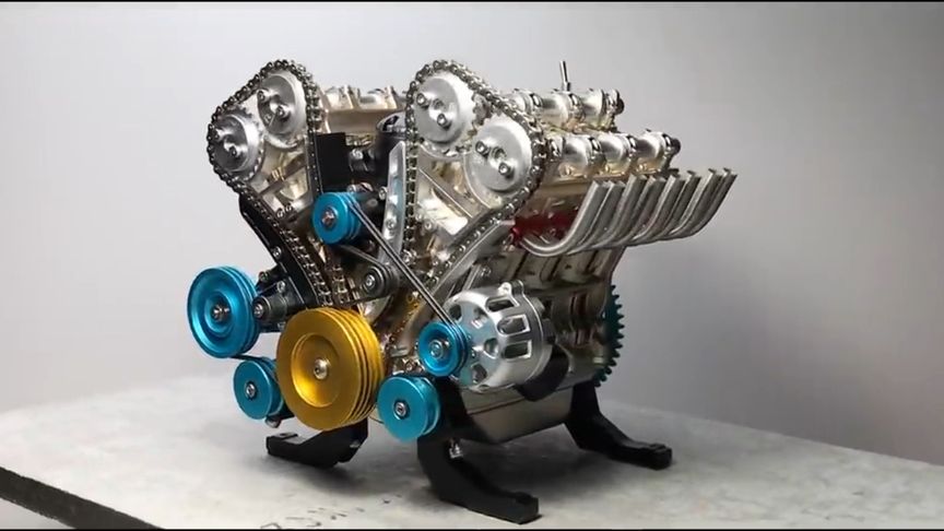 组装一台8缸发动机模型(可以启动)