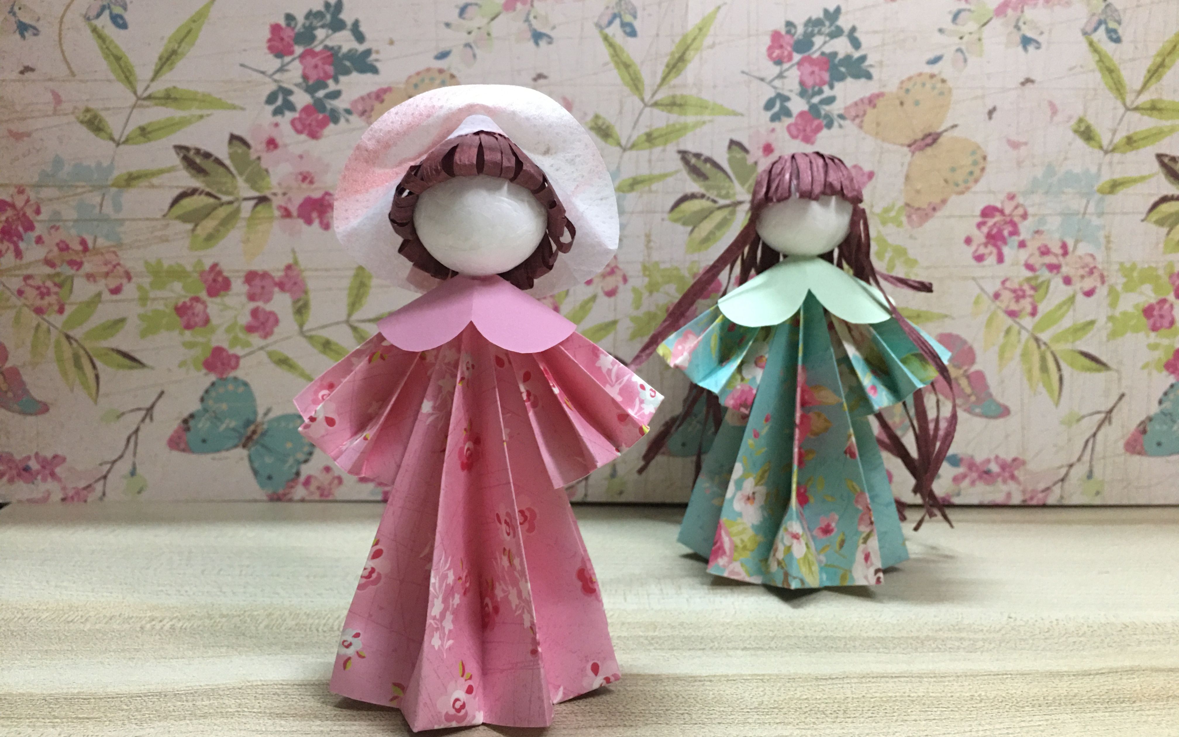 创意纸艺手工教程——用纸折小淑女娃娃