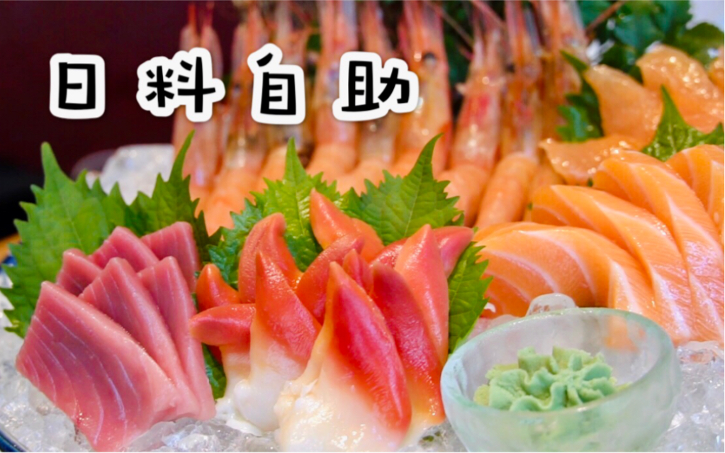 吃播|日本料理自助餐大放送|厚切三文鱼|谁说吃自助餐不能喝水我喝了...