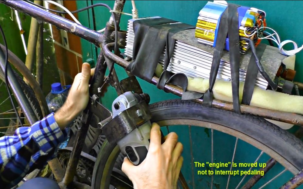 什么共享单车都弱爆了,用角磨机,充电宝 逆变器制作了一辆可调速定速...