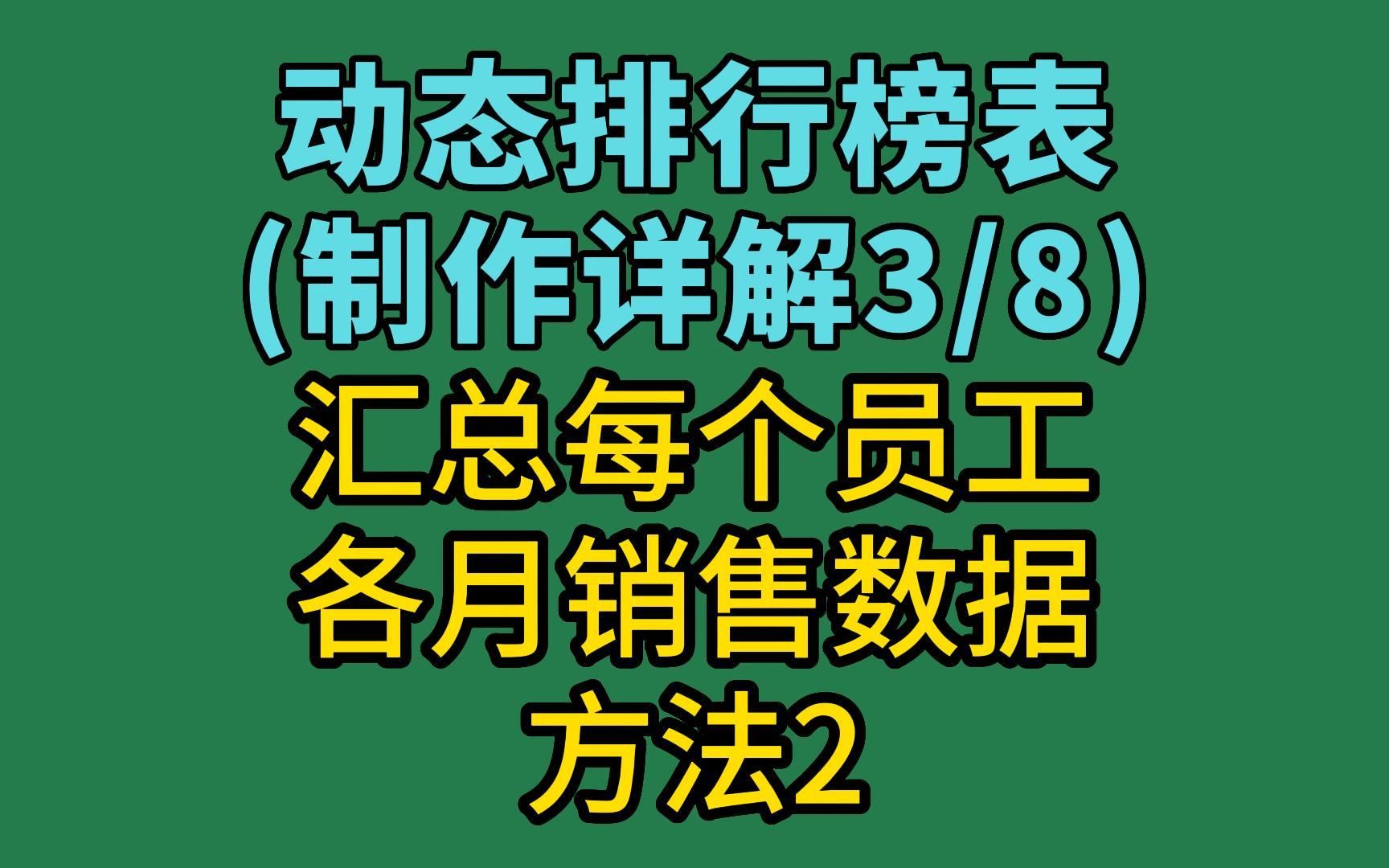 动态排行榜详解3/8:汇总每个员工各月销售数据方法2