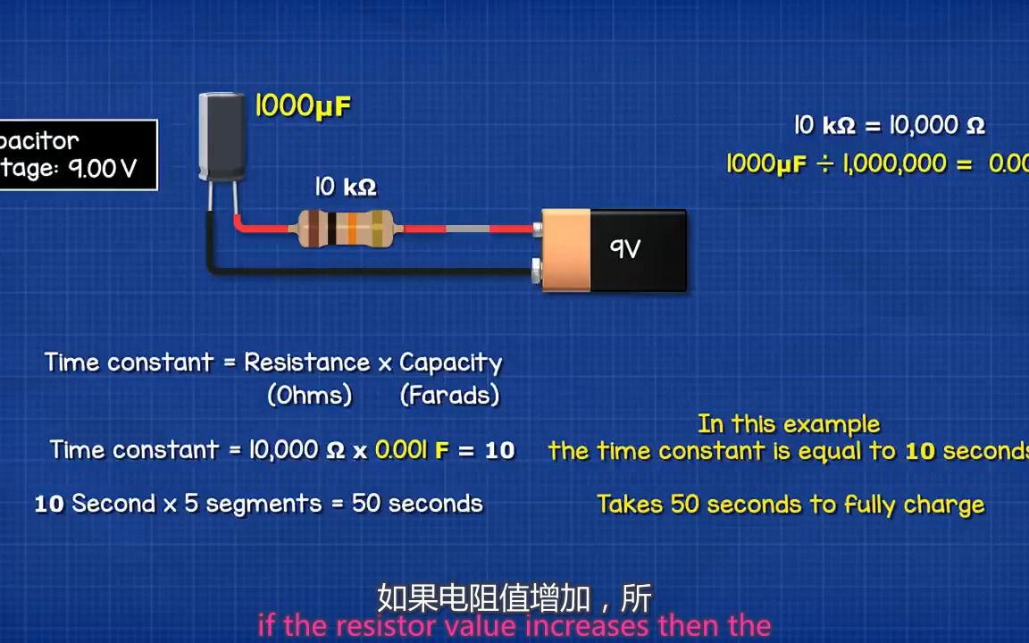 电容器充电时间计算 - 时间常数