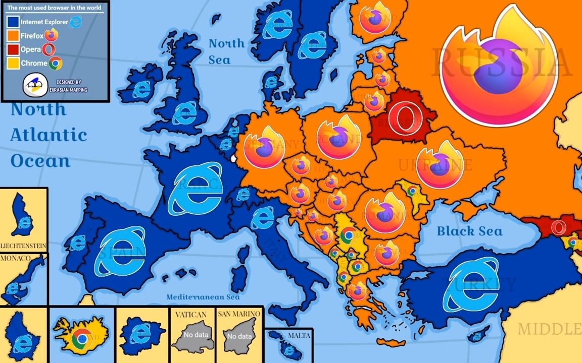 世界各国用哪个浏览器最多?