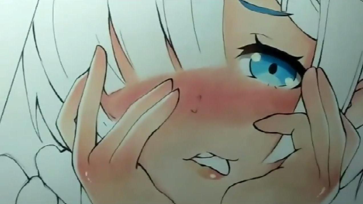 手绘:雷姆马克笔上色过程,卡哇伊的小萝莉呢!