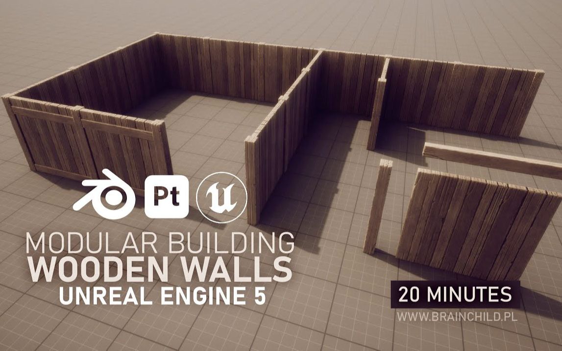 3D建模和纹理-Blender, Substance和UE5中的时尚3D模块化木墙
