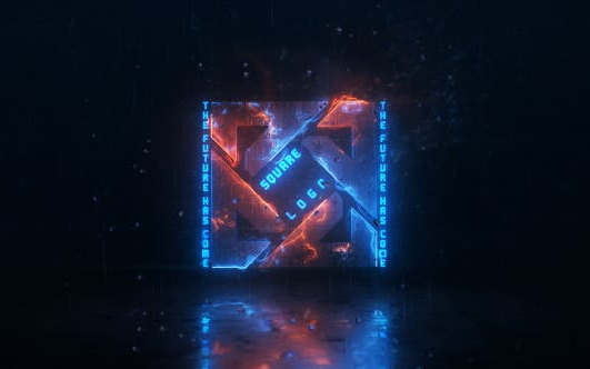 AE模板-电流效果金属质感下雨雨滴赛博朋克霓虹灯特效的公司企业...