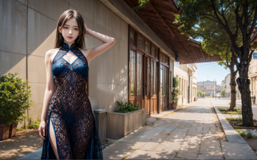 蕾丝旗袍.AI绘图美女第190期