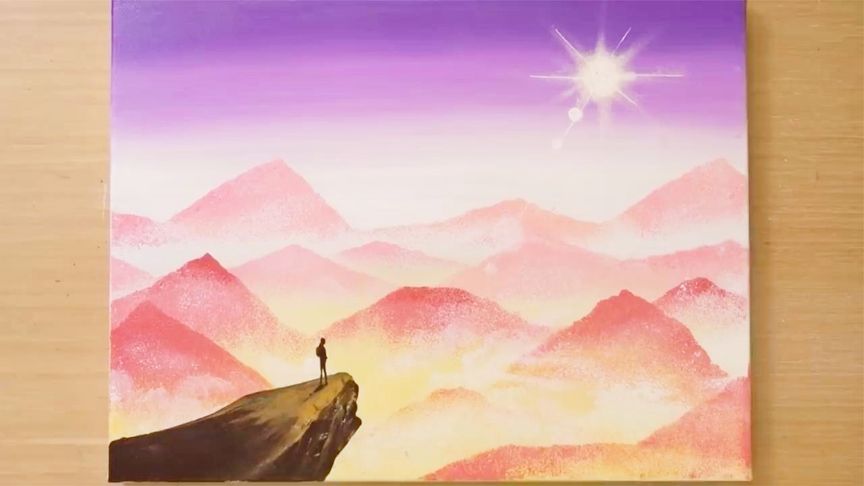 绘画教程,美丽的群山风景画!