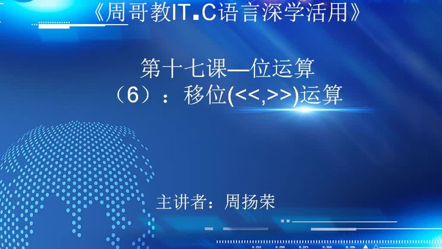 周哥教IT.C语言深学活用-16.6移位()运算