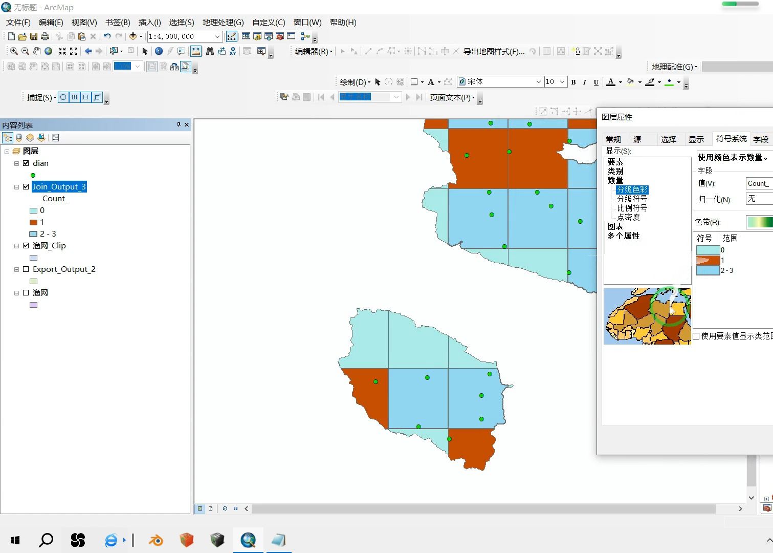 Arcgis—按照格网统计点要素及可视化表达