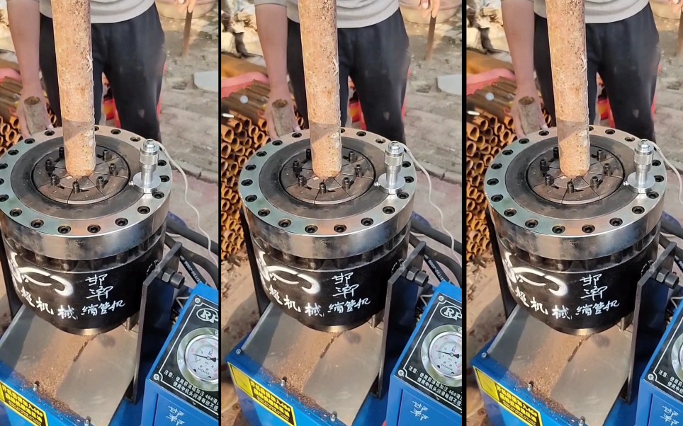 担心不会使用钢管压管机,让厂家和缩管机一起来安装指导