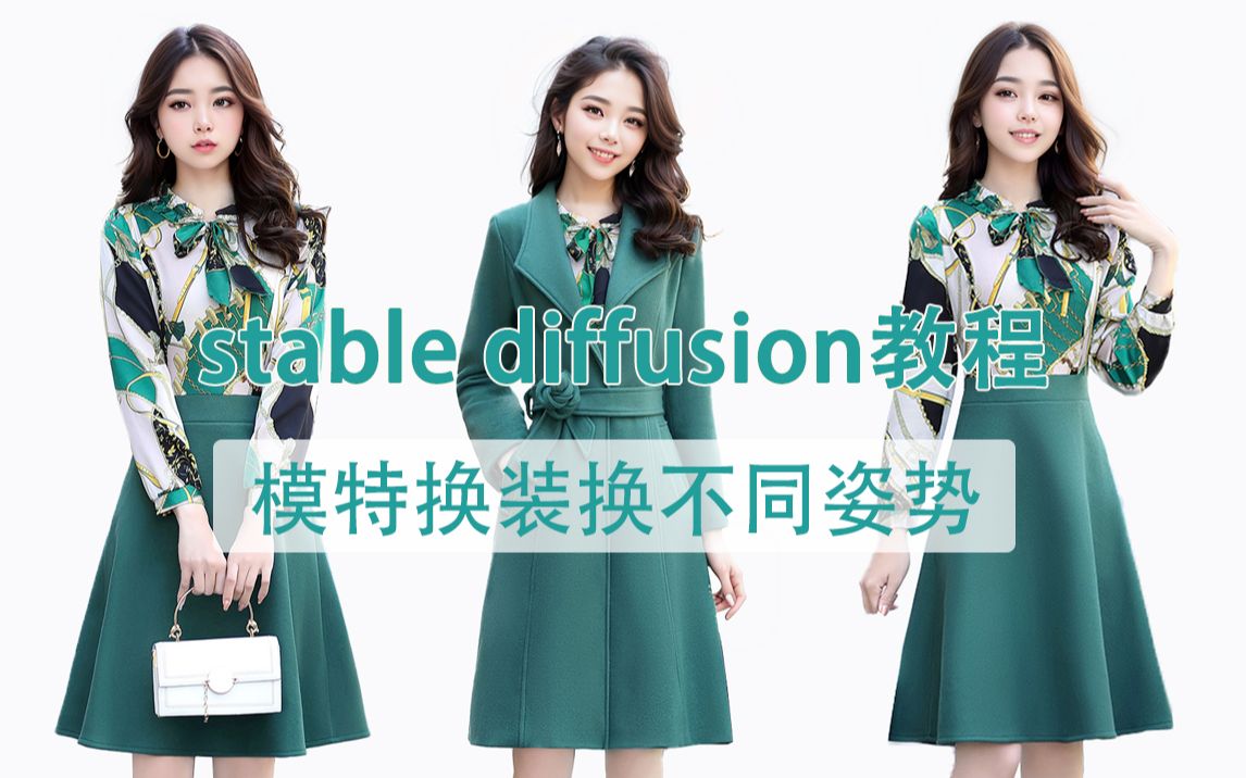 Stable Diffusion教程 AI模特换装换不同姿势 (固定衣服)