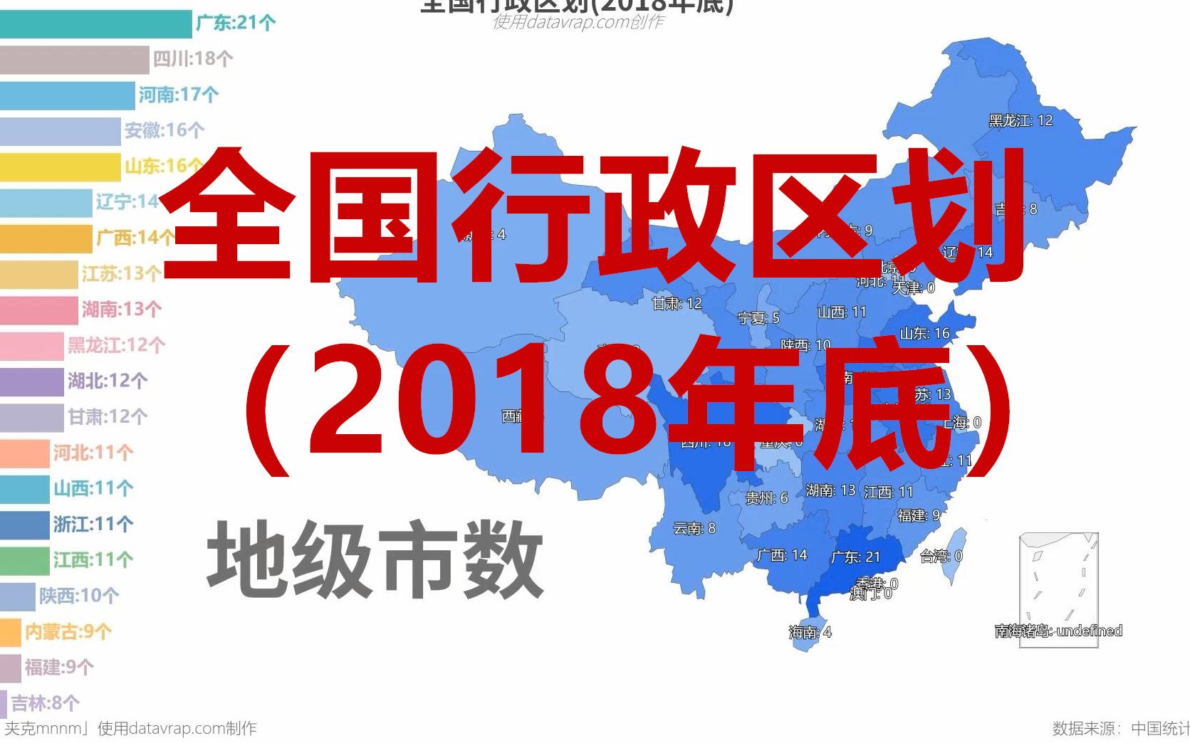 中国行政区划(2018年底)-数据可视化