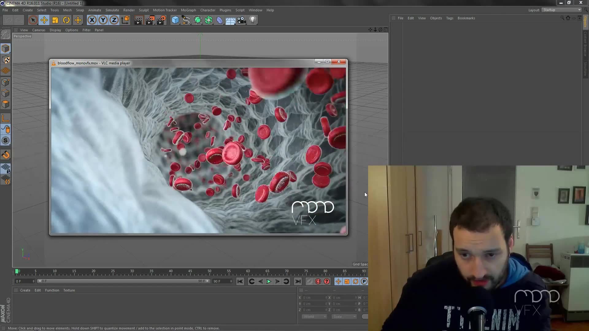 C4D Blood cells flow tutorial 血液细胞流动动画教程+PL出的MAYA版...