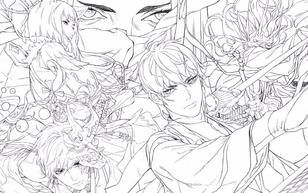 【阴阳师插画】阴阳师插画线稿绘制(板绘ps勾线)