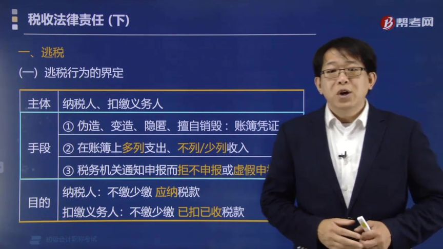 帮考网初级会计职称考试郑晓博老师带你了解逃税行为怎么界定?