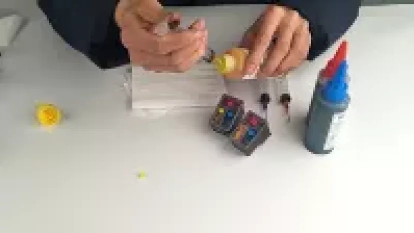 惠普喷墨一体机打印机 彩色 连喷墨盒 加墨教学视频
