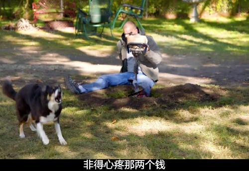 男人自己挖树坑结果腿卡进机器