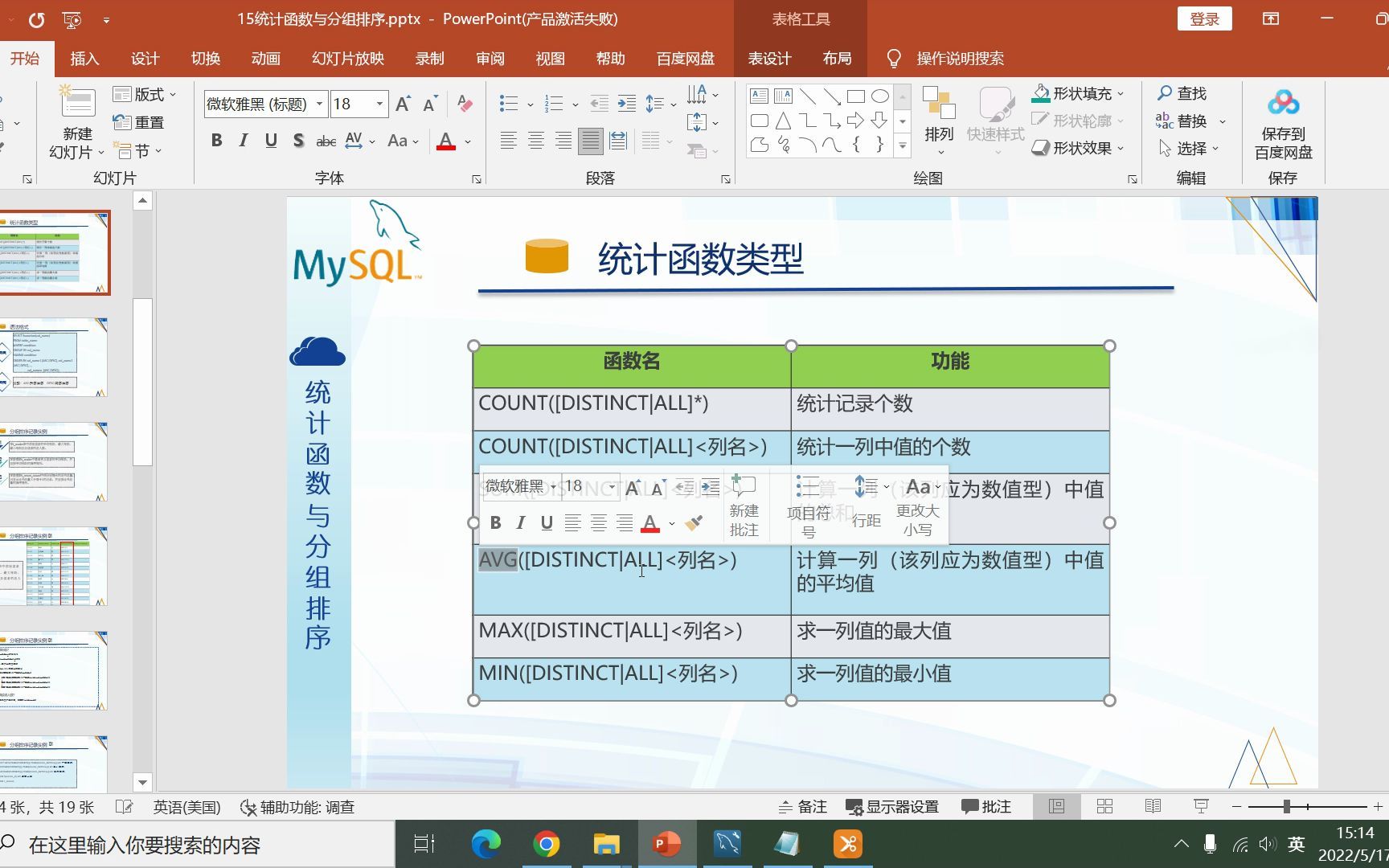 统计函数count,sum,min,avg