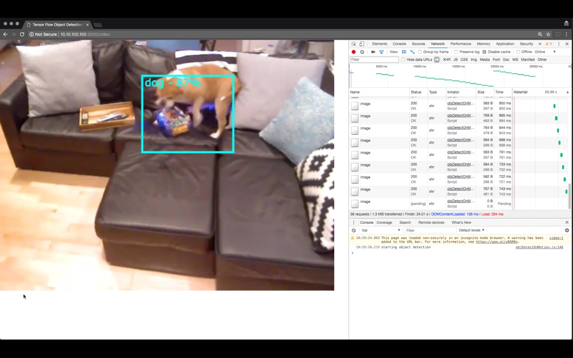 Tensorflow Object Detection on a HTML video