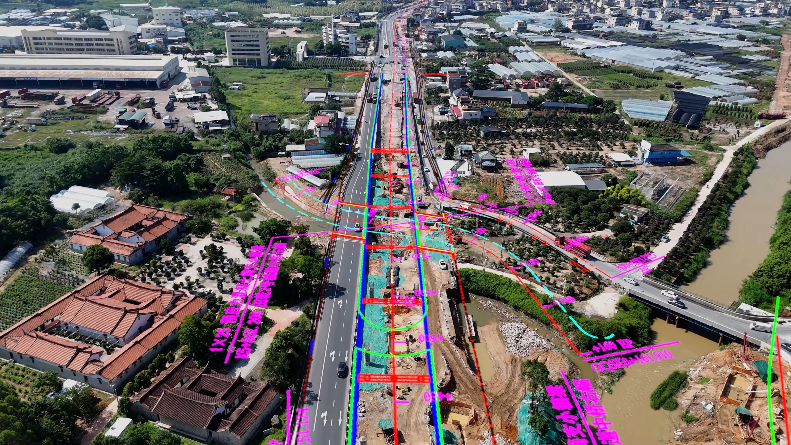 CAD道路工程线无人机航拍实景合成#摄像机追踪返求
