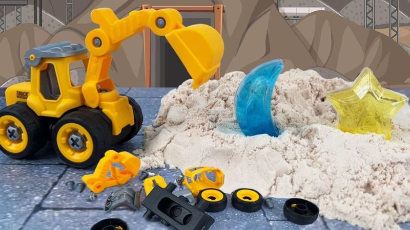 儿童工程车玩具:什么工程车可以帮助我们找到掉在沙堆里的东西呢