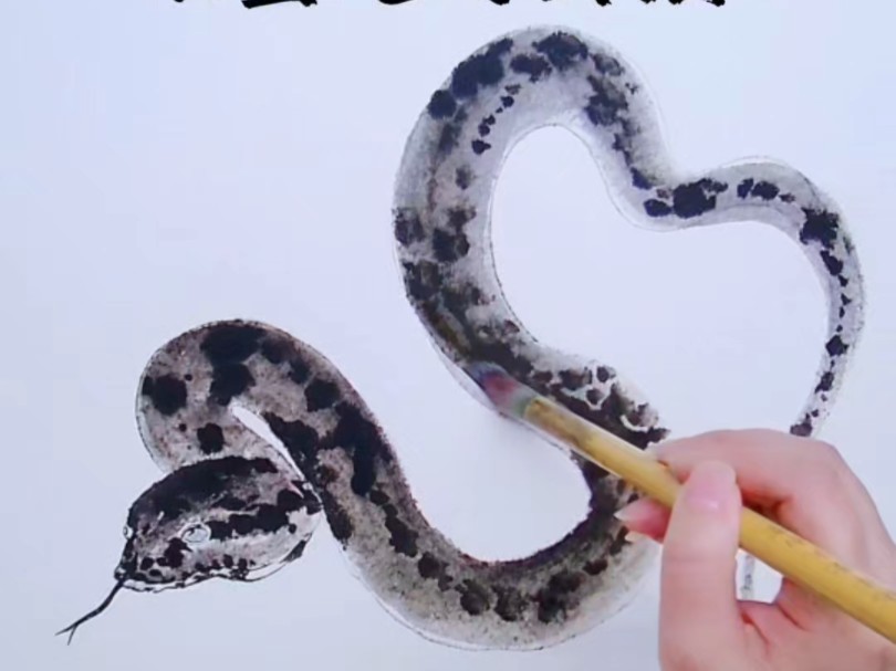 十二生肖水墨蛇的画法