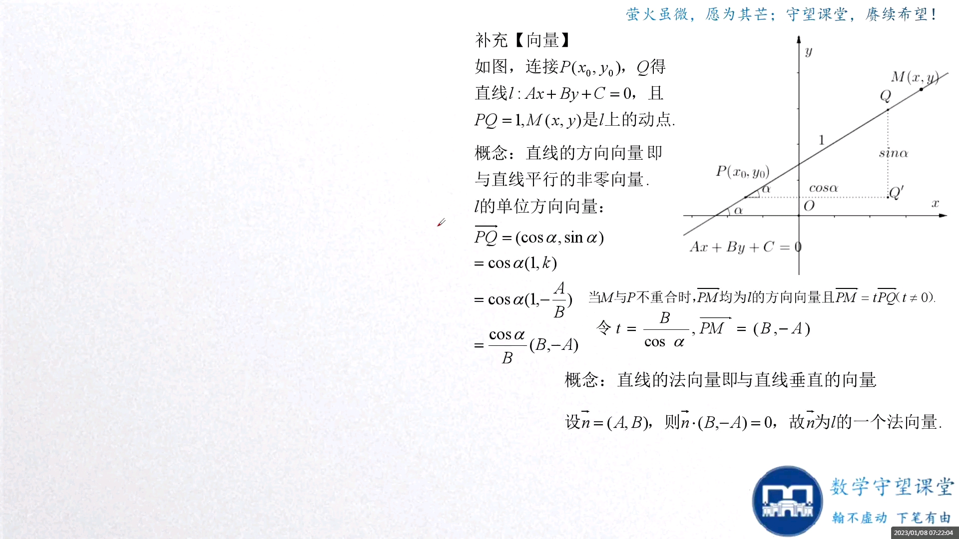 说清直线参数方程的推导、物理意义及应用