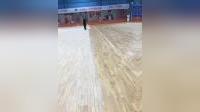 永康体育馆打磨翻新施工图实拍,凯美沃运动木地方防滑漆应用案例