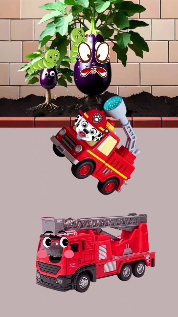 动漫:洒水车和妈妈一起给白菜浇水