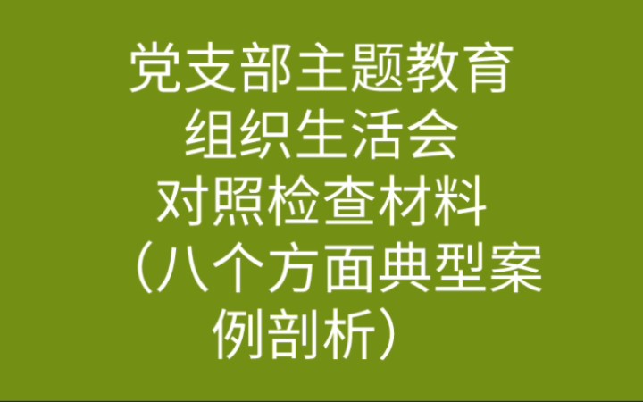 党支部主题教育组织生活会对照检查材料(八个方面典型案例剖析)