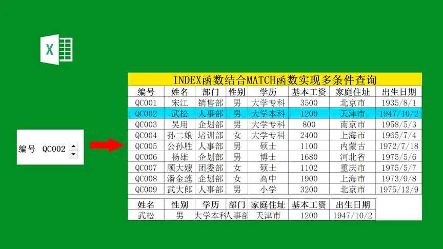 在EXCEL中利用INDEX函数结合MATCH函数实现多条件查询,超级实用