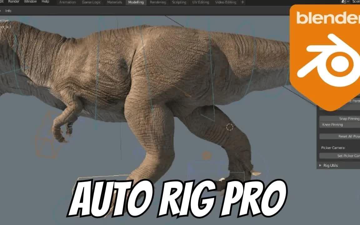 iBlender中文版插件:使用 Auto Rig Pro 自动绑定恐龙角色 Blender插件 ...