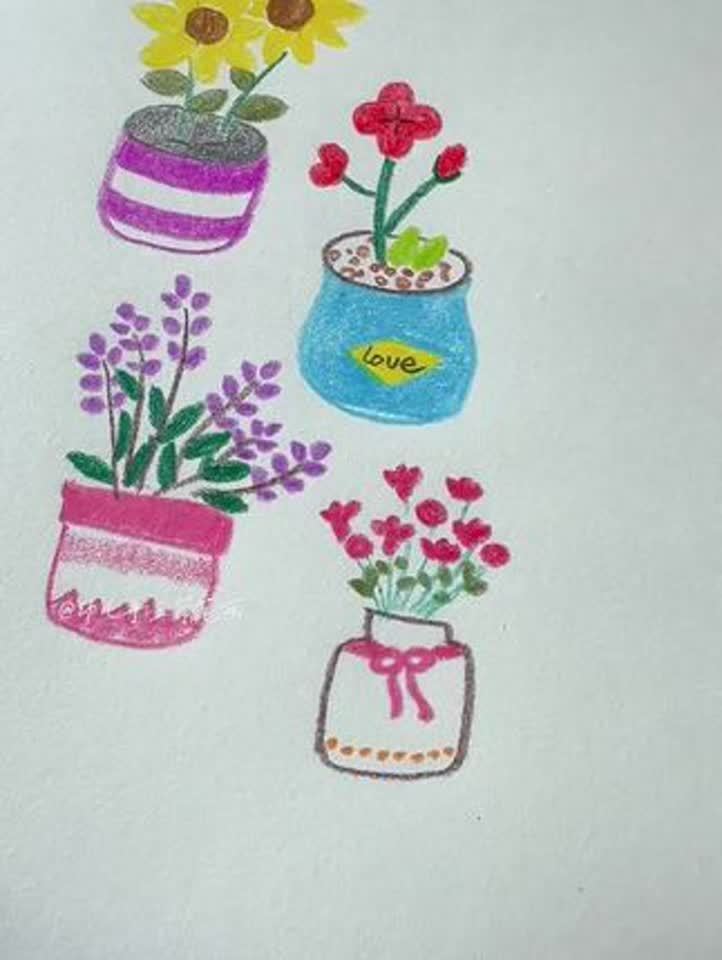 新手小白彩铅小插画打卡100天简笔画简易花草画法零基础学画画一学...