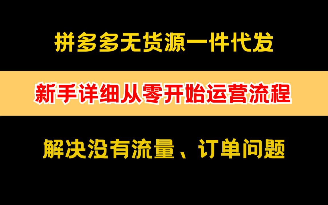 拼多多店铺无货源一件代发,新手从零运营详细玩法流量,解决没有流量...