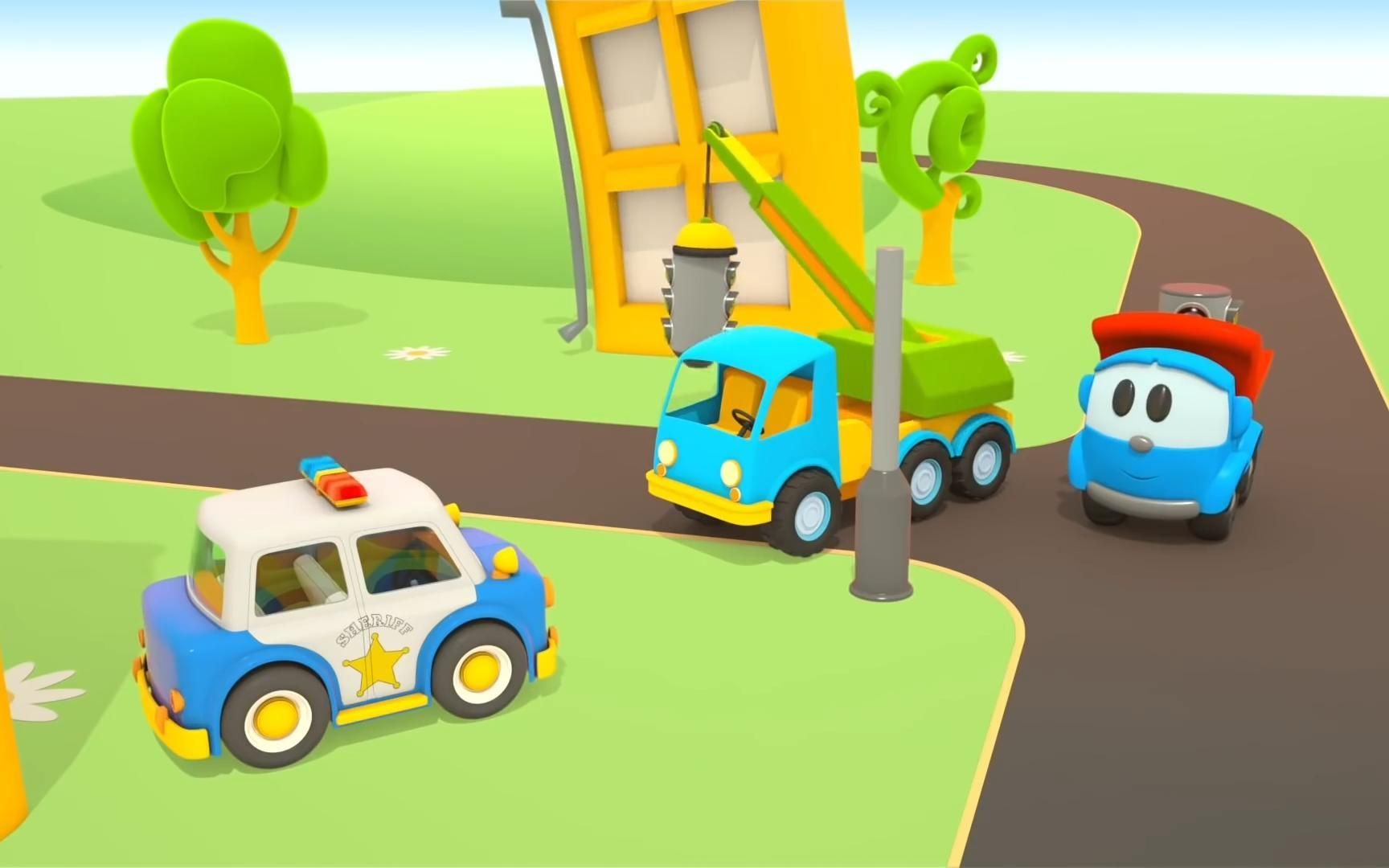 早教启蒙动画 儿童动画 卡通车动画 小汽车维修红绿灯