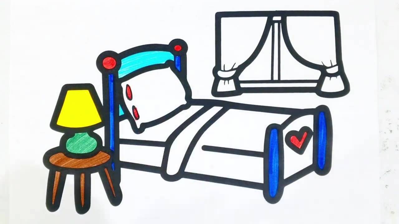 儿童简笔画:教孩子画卧室并涂色