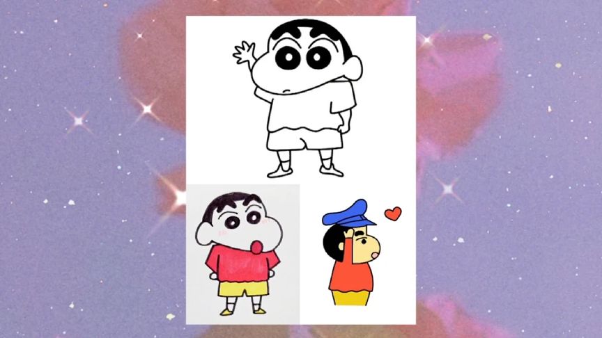 蜡笔小新简笔画步骤合集,快来试一试吧!