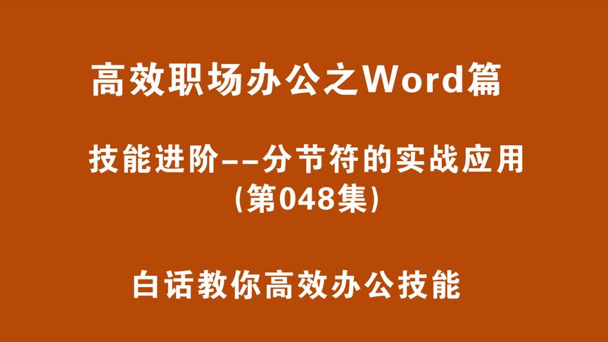 第048集:分节符的实战应用,职场必备技能!【学浪计划】