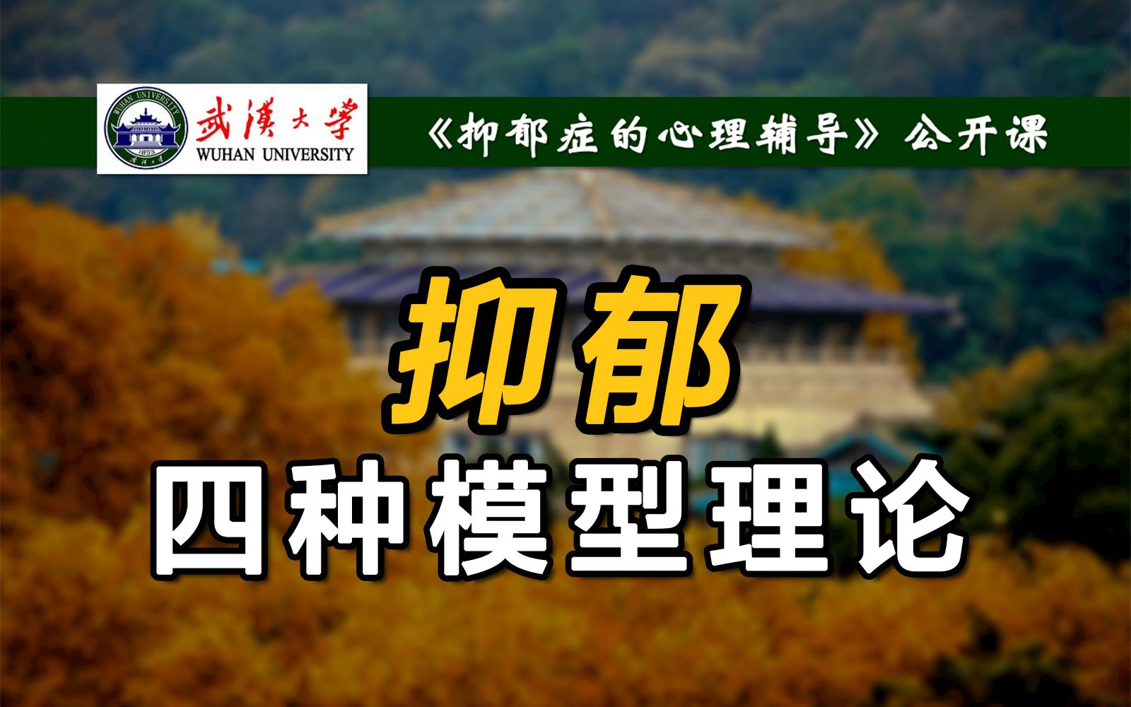 【公开课】抑郁症的四种理论模型及框架 |抑郁症的心理辅导2.6