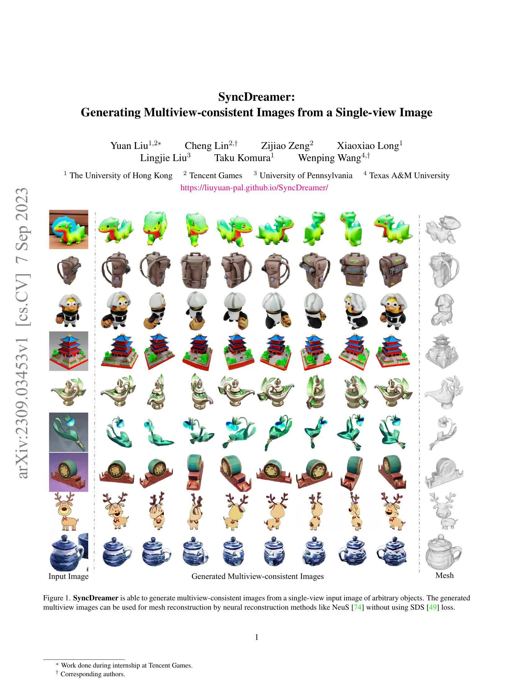 SyncDreamer:基于单图像生成3D物体新方法