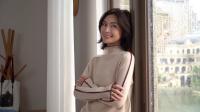 君晓天云半高领撞色羊绒衫女2019新款马鞍肩毛衣秋冬短款套头打底...