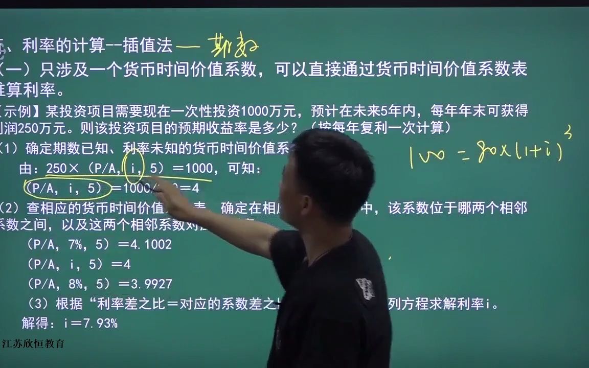 江苏省五年一贯制专转本财管课程——利率的计算—插值法