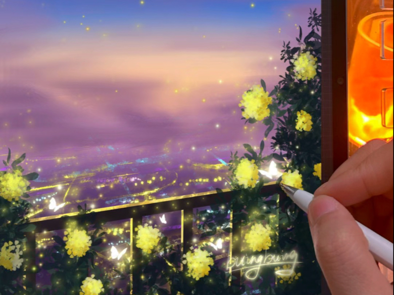 画世界pro零基础绘画教程,今天画城市夜景~~软件画世界pro,临摹参考...