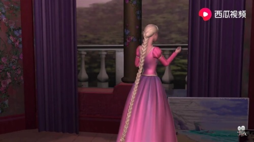 长发公主开心地讲述遇见一位帅哥的故事,女巫知道后很生气